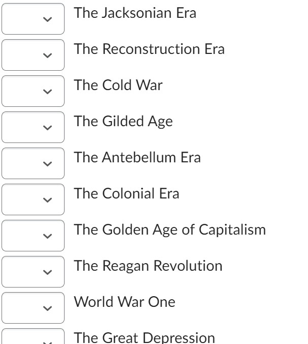 The Jacksonian Era The Reconstruction Era The Cold | Chegg.com