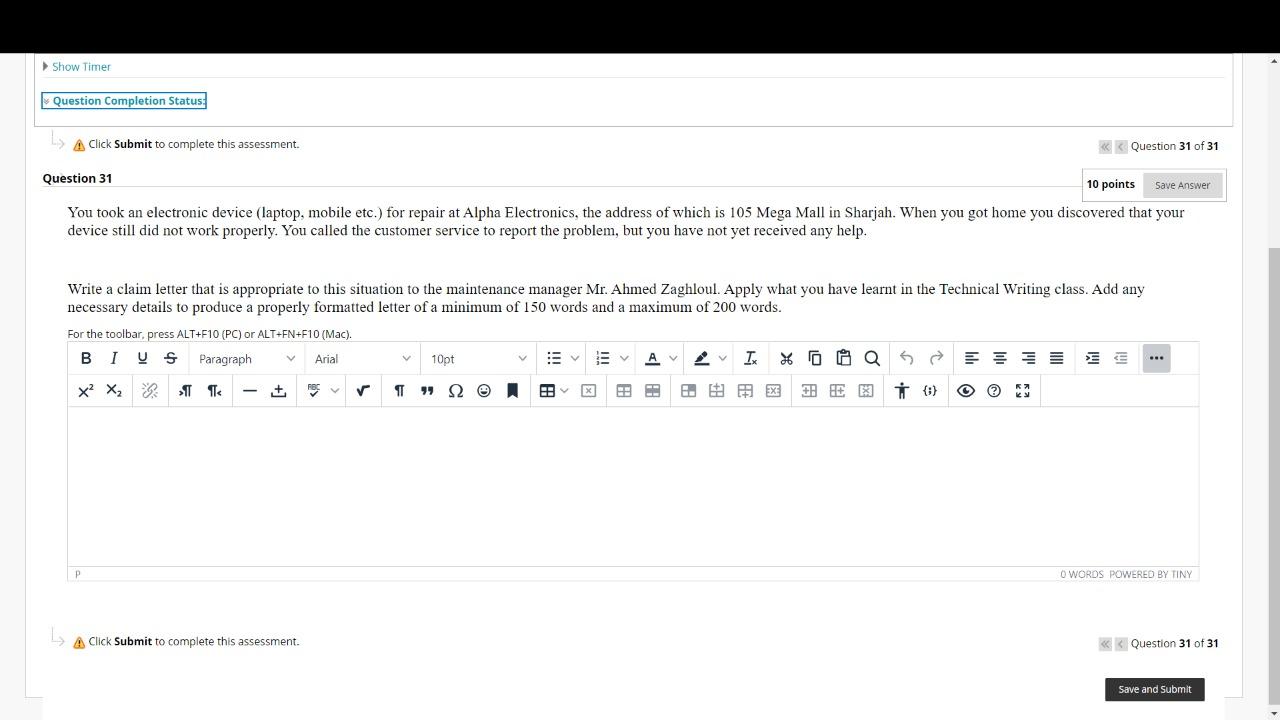 Solved Show Timer Question Completion Status: A Click Submit | Chegg.com