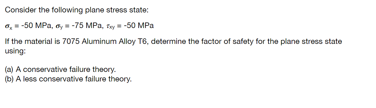 [Solved]: Consider the following plane stress state: ox