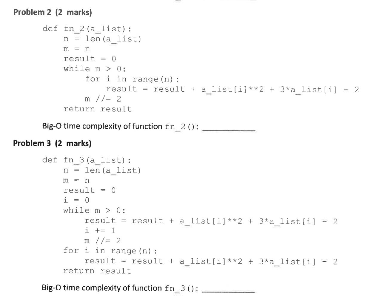 Solved My answer for P2 is O(n^2) and 0(nlogn) for P3.Is | Chegg.com