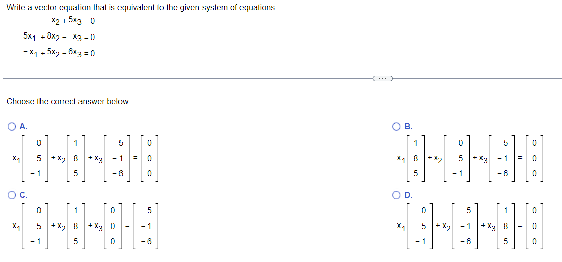 Solved Write a vector equation that is equivalent to the | Chegg.com