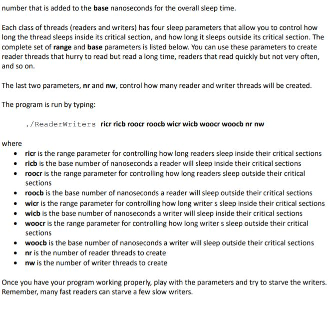 Implement the readers/writers problem solution | Chegg.com