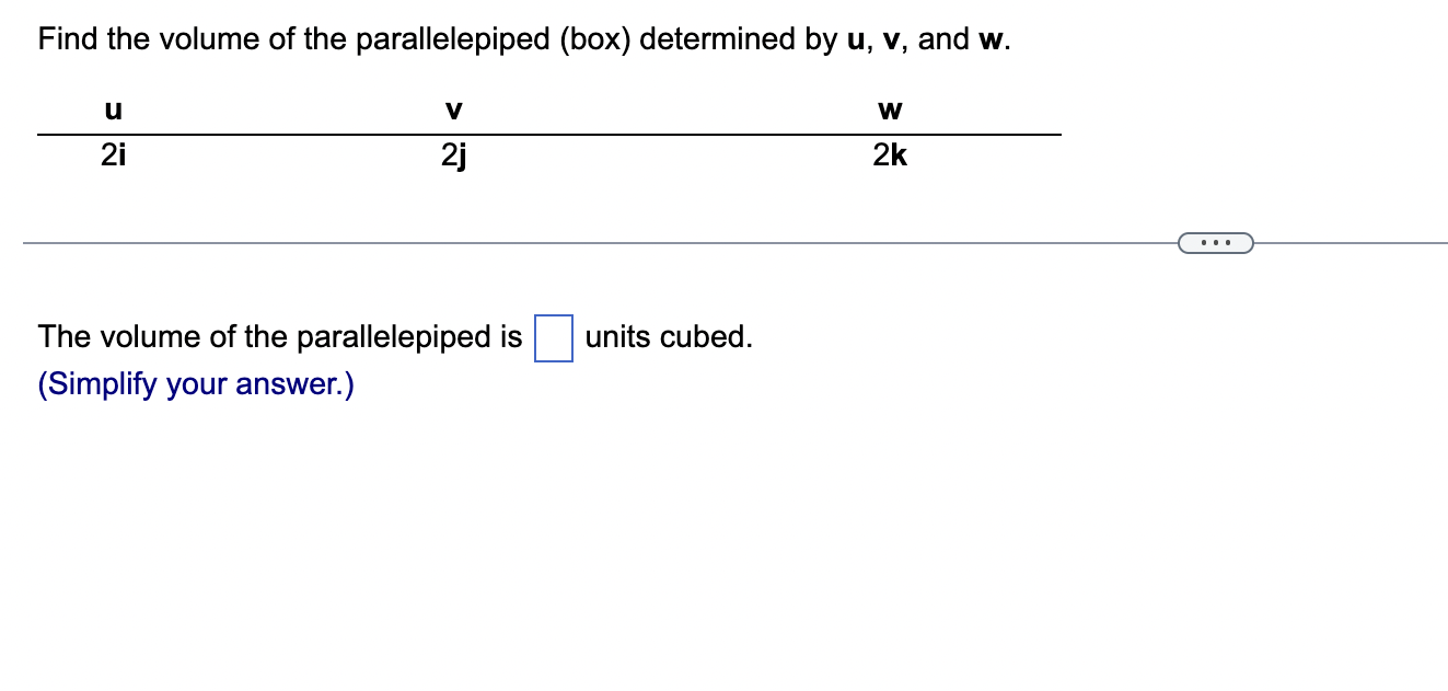 Solved Find the volume of the parallelepiped (box) | Chegg.com