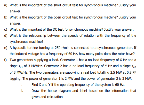 Solved a) What is the important of the short circuit test | Chegg.com