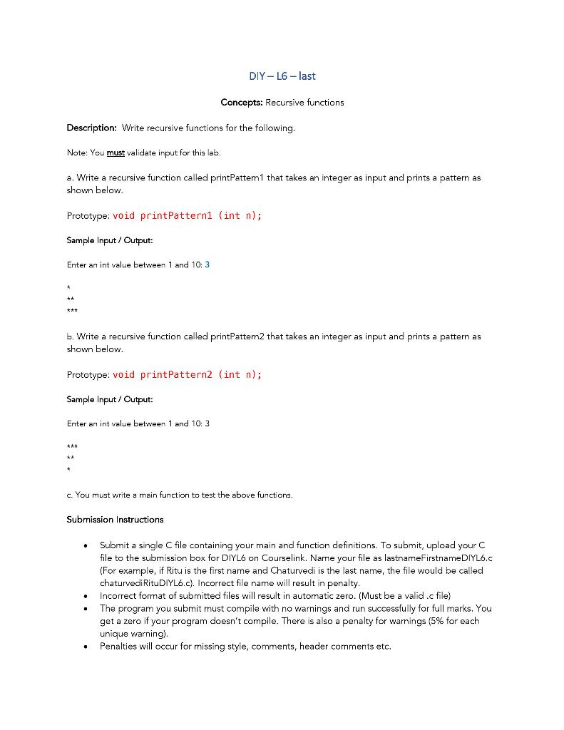 Solved DIY - L6 - last Concepts: Recursive functions | Chegg.com Solved DIY - L6 - last Concepts: Recursive functions | Chegg.com