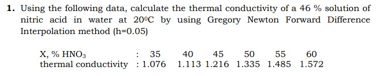Using the following data, calculate the thermal | Chegg.com