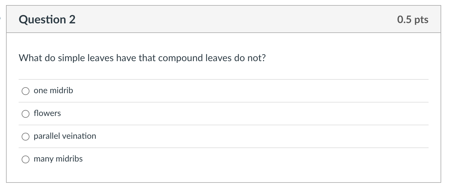 Solved What do simple leaves have that compound leaves do | Chegg.com
