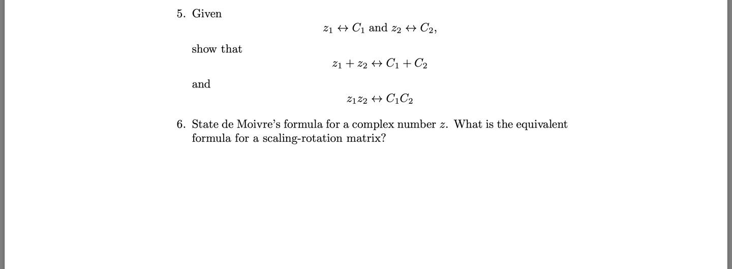 Solved 6 Complex numbers and the C-matrix You may have | Chegg.com