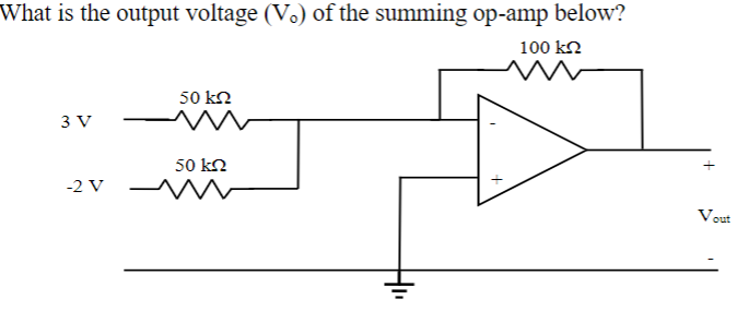 Solved What is the output voltage (V.) of the summing op-amp | Chegg.com