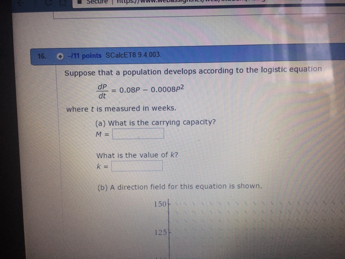 Solved 16. O -111 points scalcET8 9.4.003 suppose that a | Chegg.com Solved 16. O -111 points scalcET8 9.4.003 suppose that a | Chegg.com