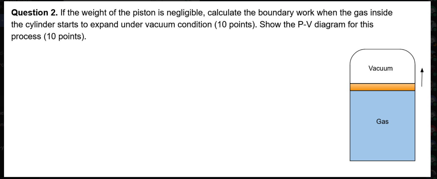 Solved Question 2. If the weight of the piston is | Chegg.com