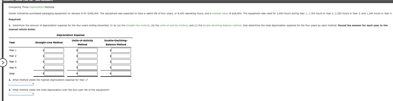 Solved SUBMIT CHAPTER 10 - DEPRECIATI Allocating Payments | Chegg.com