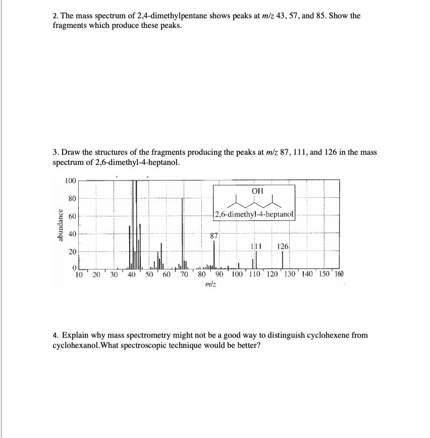 Solved 2. The mass spectrum of 2,4-dimethylpentane shows | Chegg.com