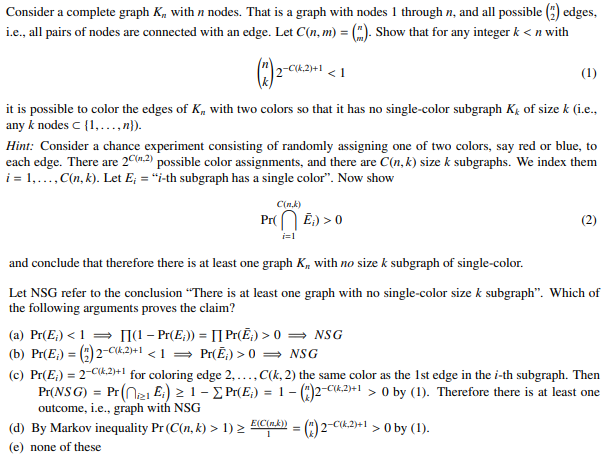 Solved Consider a complete graph K, with n nodes. That is a | Chegg.com