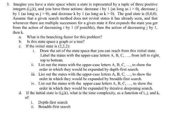 Solved Imagine you have a state space where a state is | Chegg.com