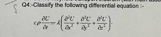 Solved Q4:-Classify the following differential equation :- | Chegg.com