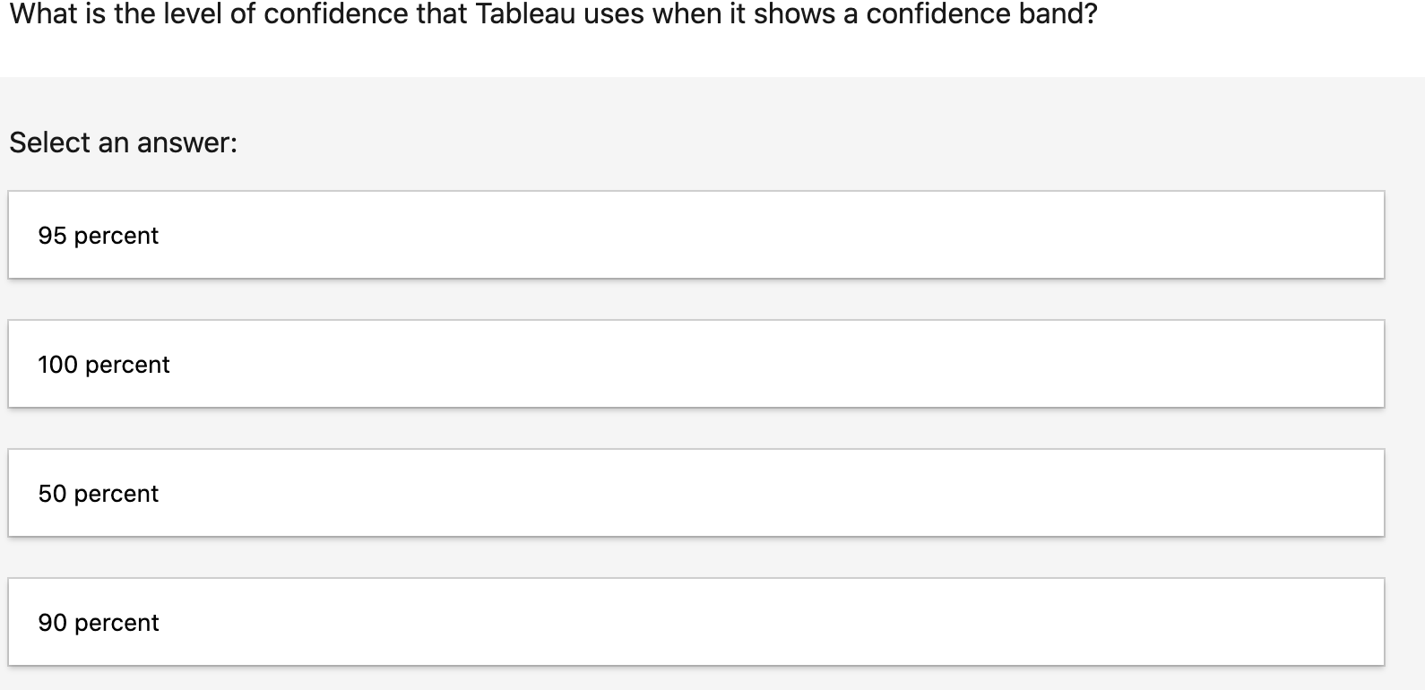 Solved What is the level of confidence that Tableau uses | Chegg.com