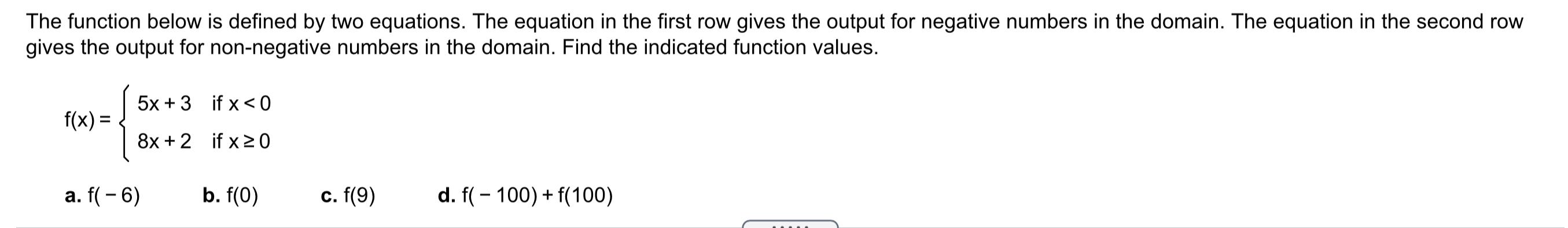 Solved The function below is defined by two equations. The | Chegg.com