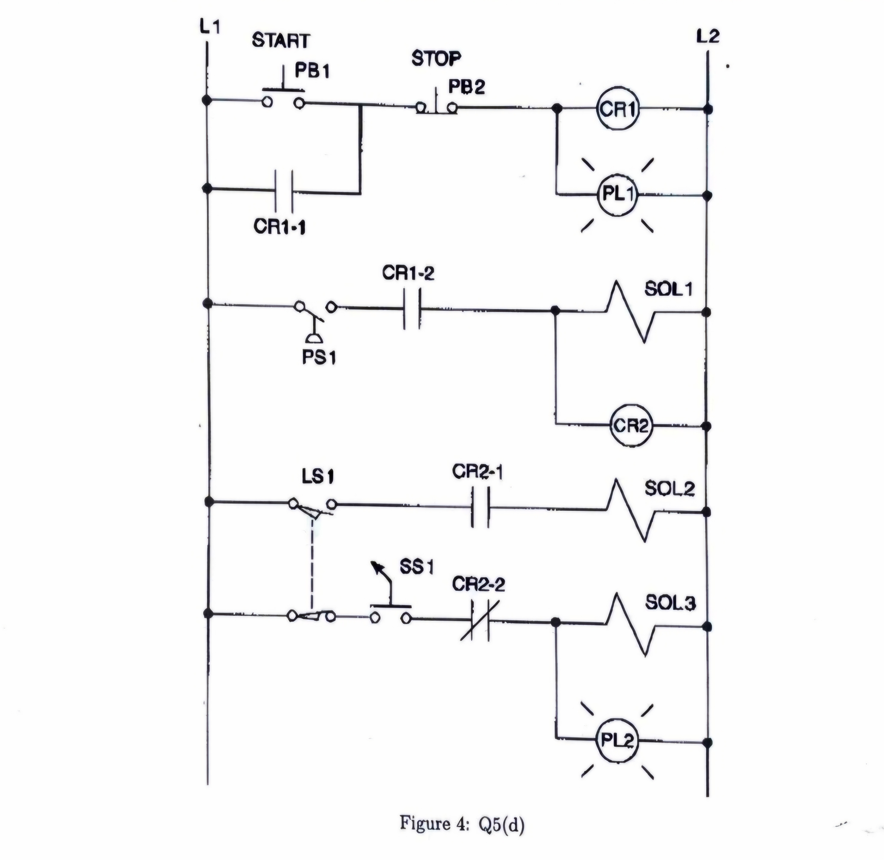 Solved d) ﻿Figure Q5(d) ﻿shows a typical hardwired relay | Chegg.com