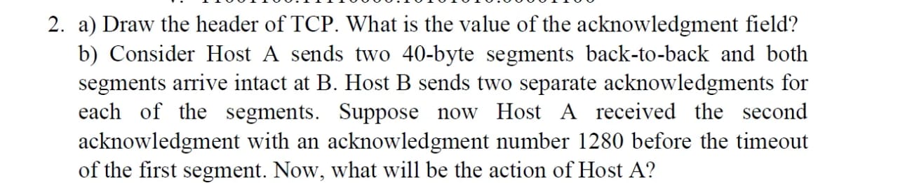 Solved 2. a) Draw the header of TCP. What is the value of | Chegg.com