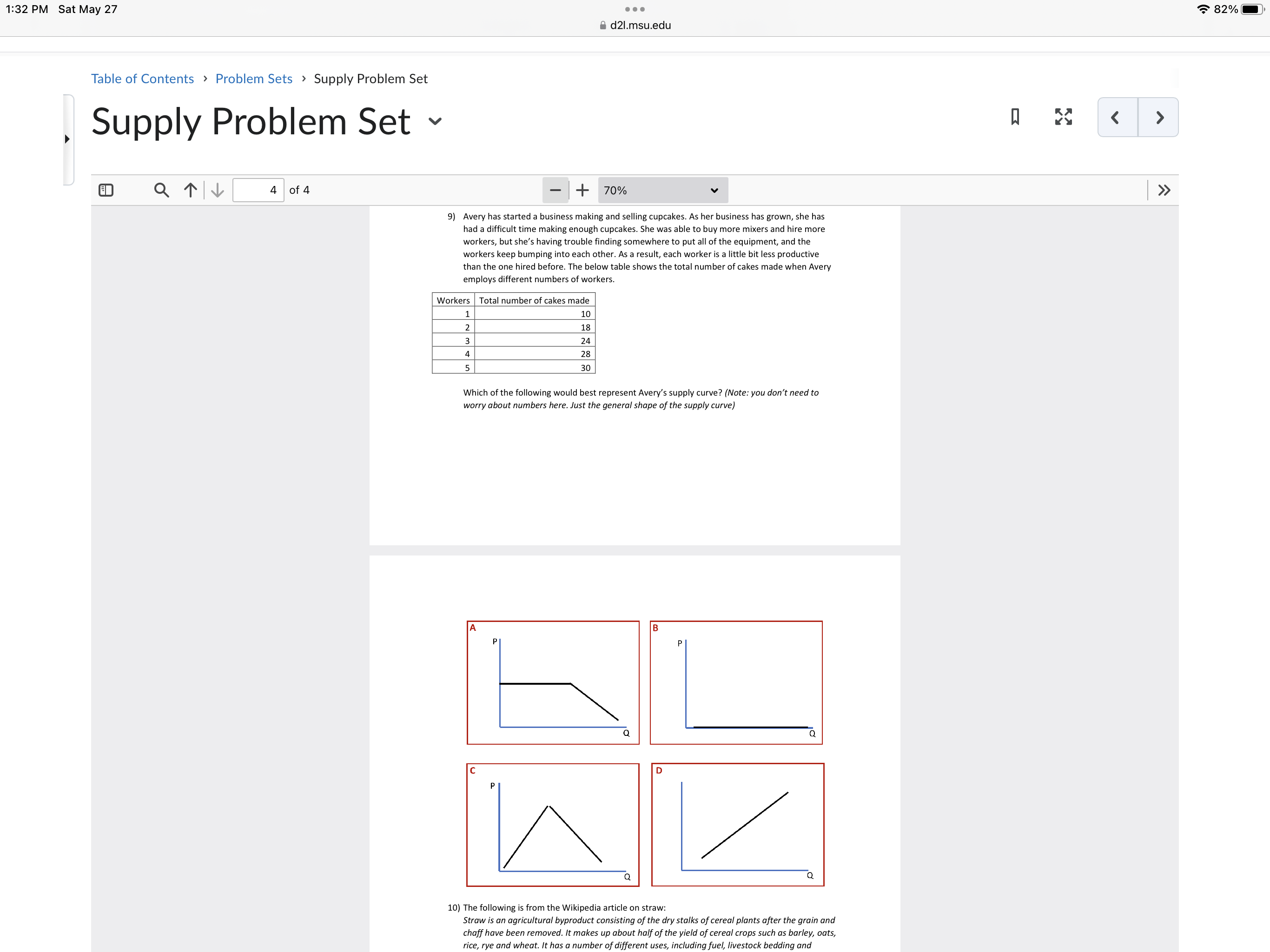 Solved Supply Problem Set (i) Q↑∣↓ 4 of 4 9) Avery has | Chegg.com