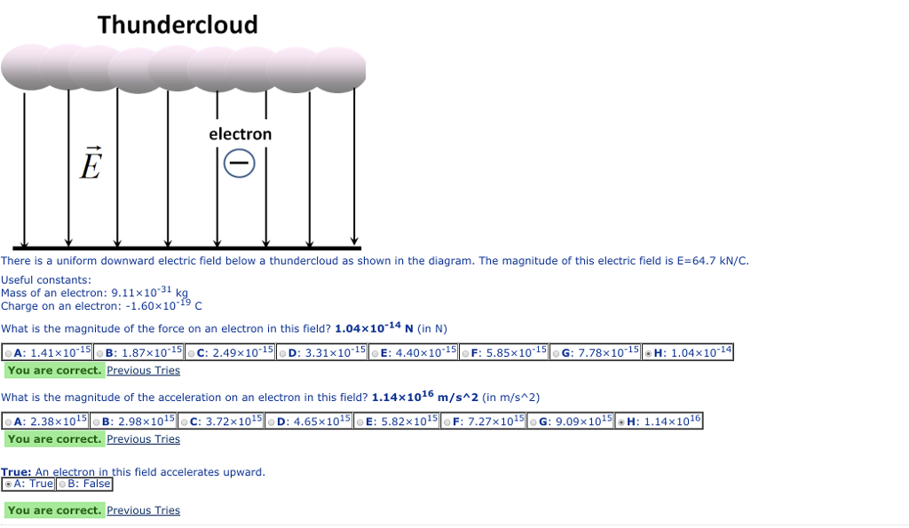 Solved Thundercloud electron There is a uniform downward | Chegg.com