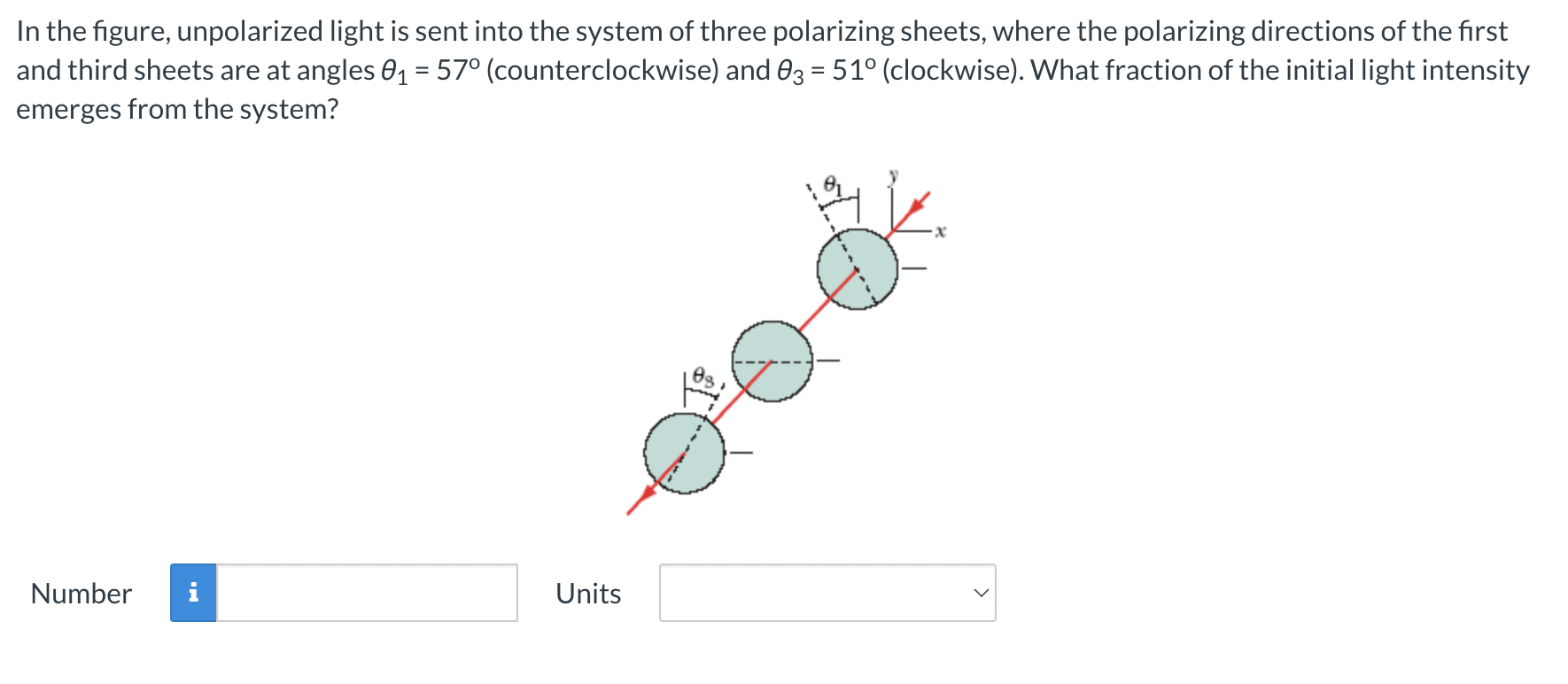 Solved In the figure, unpolarized light is sent into the | Chegg.com