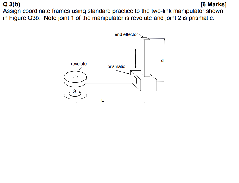 Solved Q 3(b) [6 Marks] Assign coordinate frames using | Chegg.com