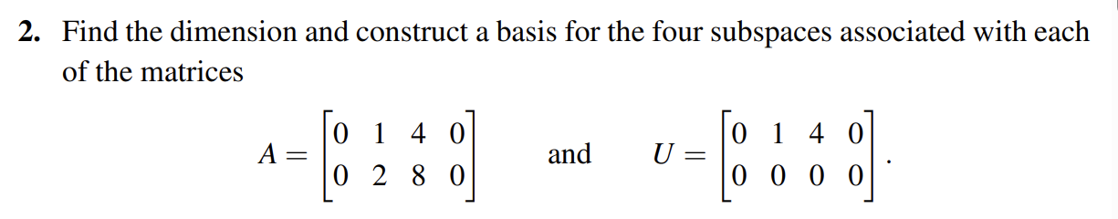 Solved need basis and dimension for each of the four | Chegg.com