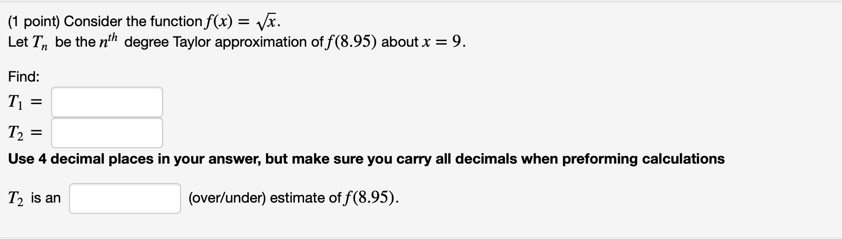 Solved (1 point) Consider the function f(x) = Vx. Let In be | Chegg.com