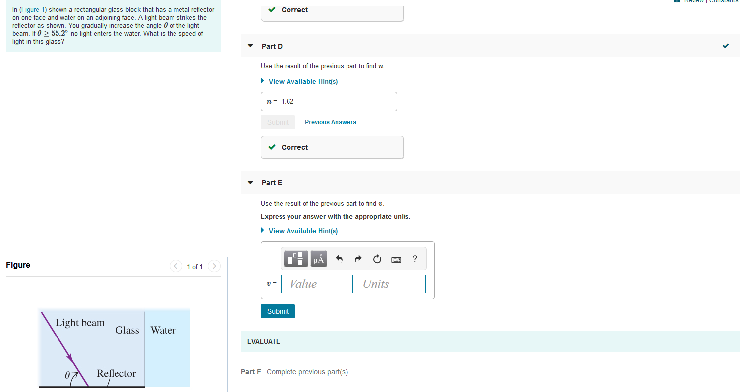 Solved Correct In (Figure 1) shown a rectangular glass block | Chegg.com