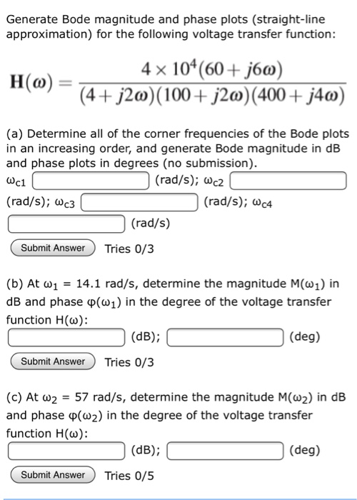 Solved Generate Bode magnitude and phase plots | Chegg.com