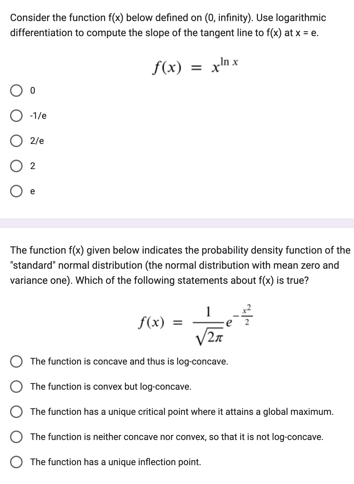 Solved Consider the function f(x) below defined on ( 0 , | Chegg.com