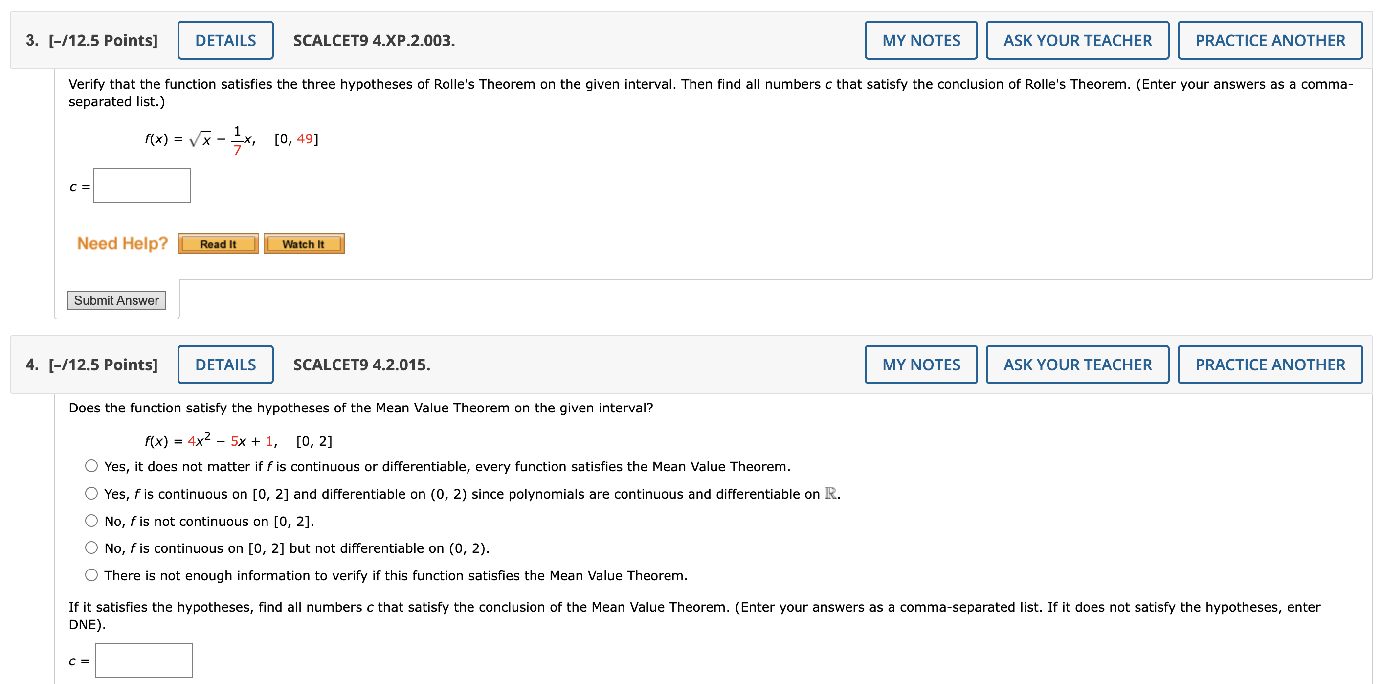 Solved separated list.) f(x)=x−71x,[0,49] c= [-/12.5 Points] | Chegg.com