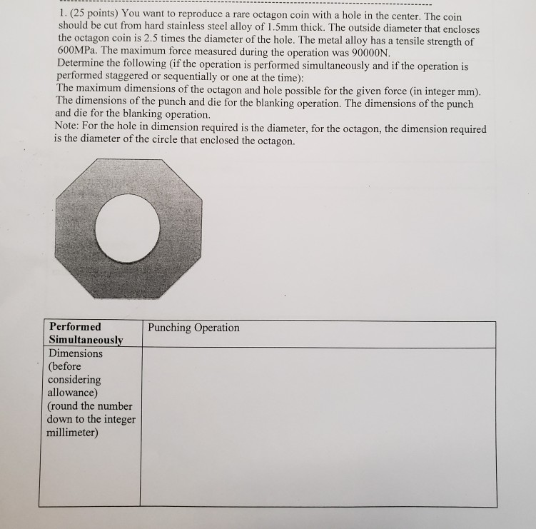 Solved 1. (25 points) You want to reproduce a rare octagon | Chegg.com