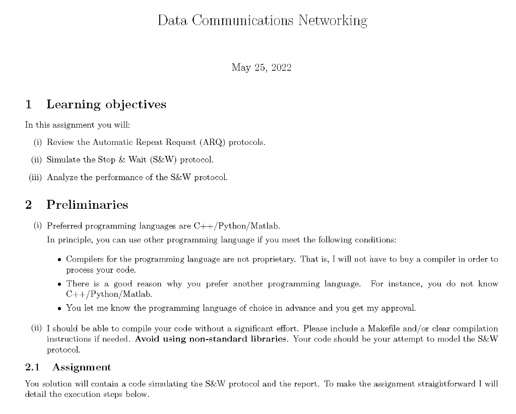 Solved Data Communications Networking May 25, 2022 1 | Chegg.com