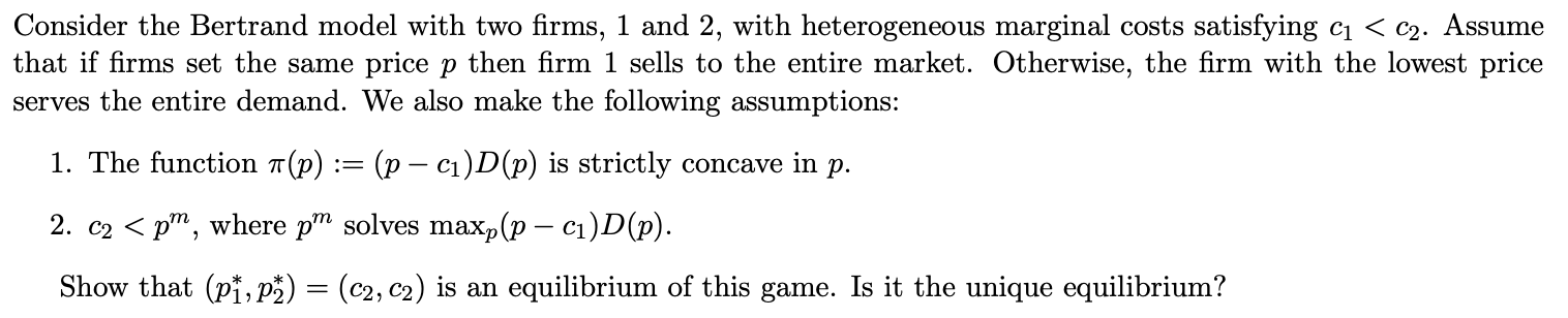 Solved Is it a unique equilibrium? | Chegg.com
