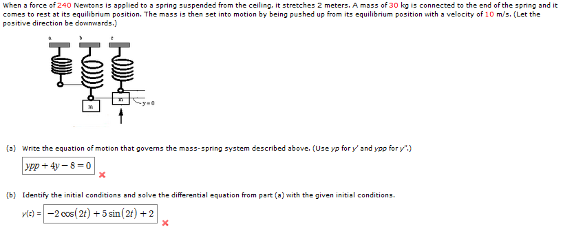 Solved When a force of 240 Newtons is applied to a spring | Chegg.com