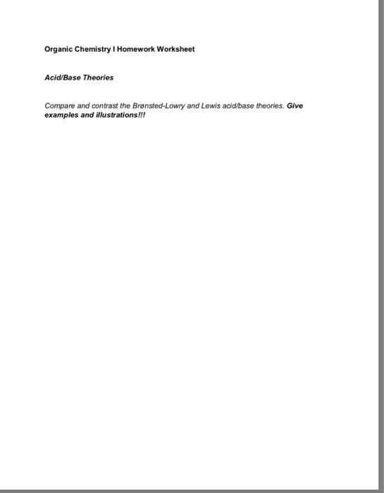 Solved Organic Chemistry I Homework Worksheet Acid/Base | Chegg.com