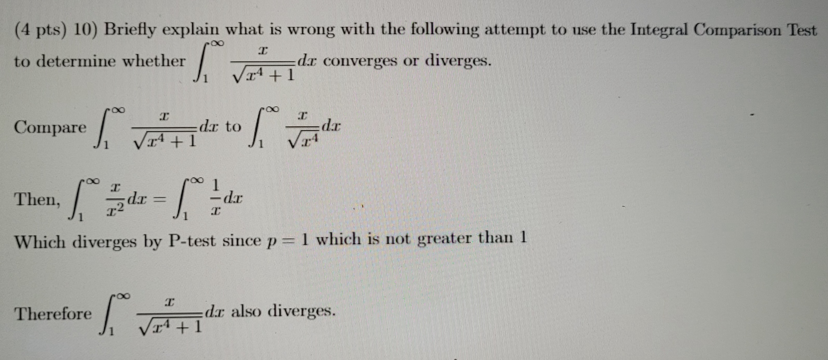 Solved (4 ﻿pts) 10) ﻿Briefly explain what is wrong with the | Chegg.com