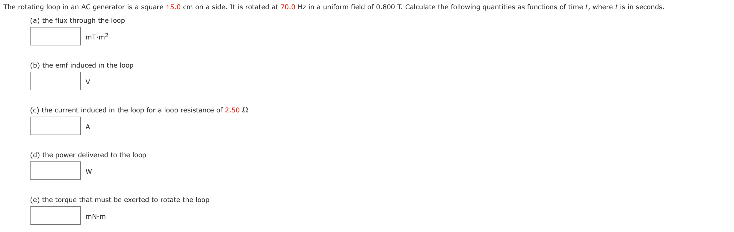 Solved The rotating loop in an AC generator is a square 15.0 | Chegg.com