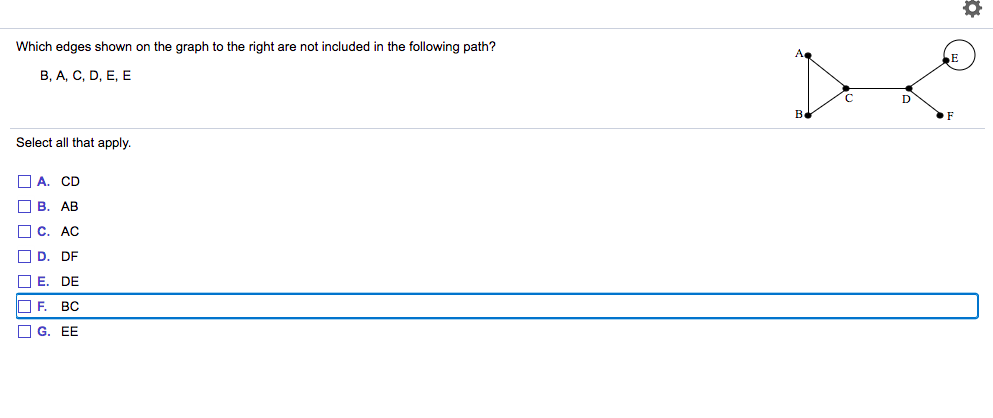 Solved Identify all edges on the graph that are bridges. D C | Chegg.com