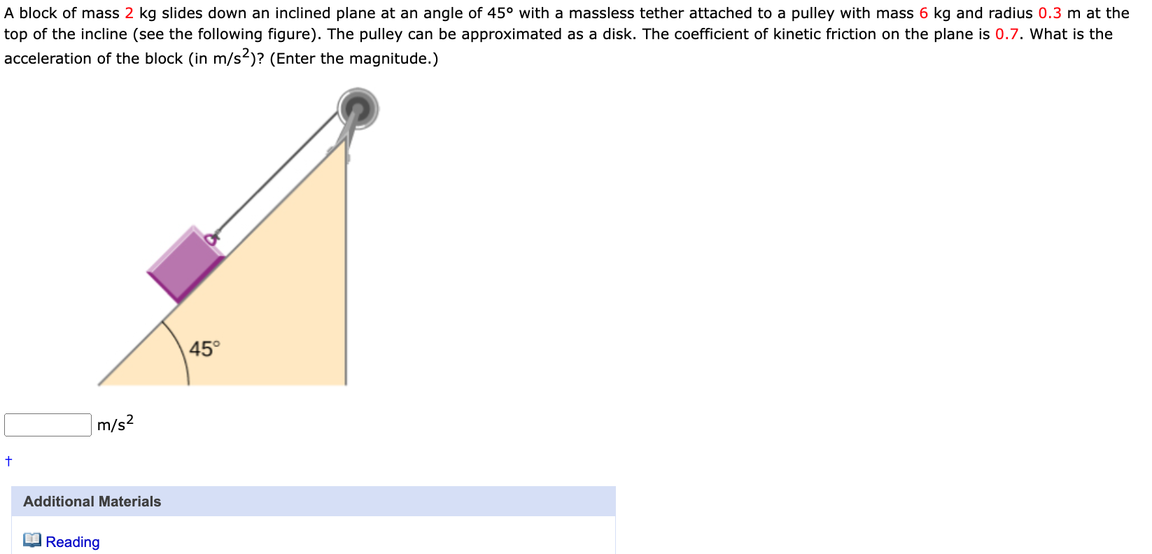 Solved block of mass 2 kg slides down an inclined plane at | Chegg.com