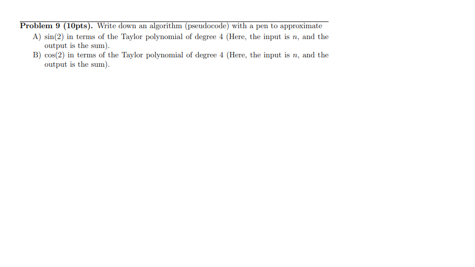 Solved Problem 9 10pts Write Down An Algorithm 7182