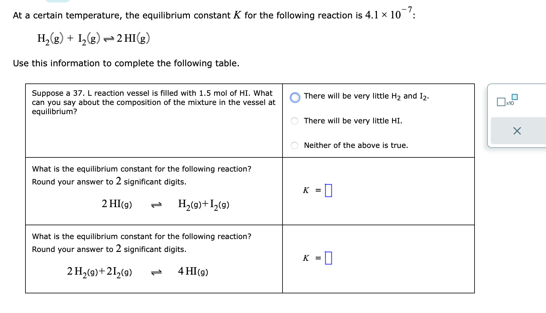 Solved At a certain temperature, the equilibrium constant K | Chegg.com