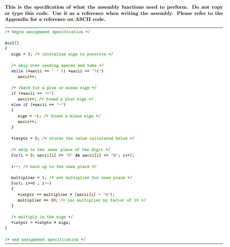 Solved This is the specification of what the assembly | Chegg.com