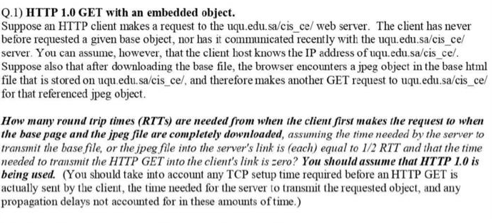 Solved Options: 2.5 RTT 5 RTT 4 RTT 2 RTT 1 RTT | Chegg.com