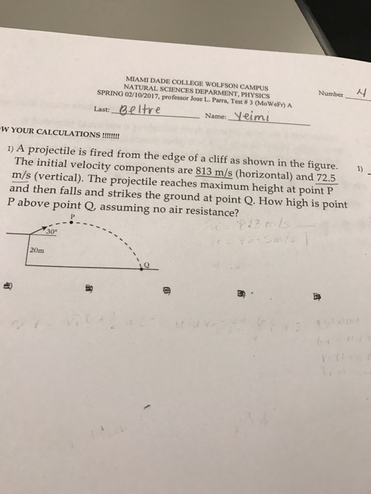 Solved A projectile is fired from the edge of a cliff as | Chegg.com