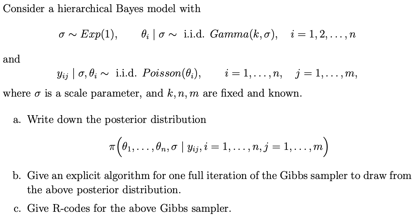 Solved Consider A Hierarchical Bayes Model With 