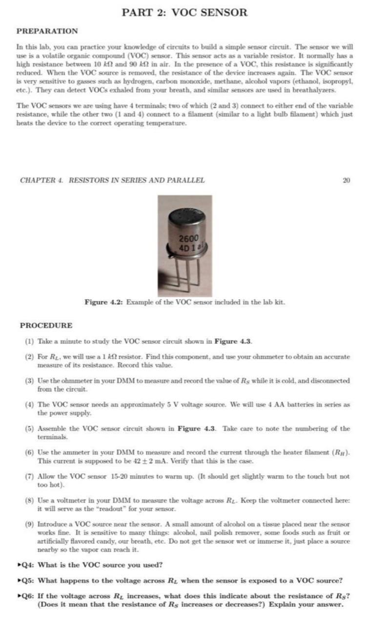 Solved PART 2: VOC SENSOR PREPARATION In this lab, you can | Chegg.com